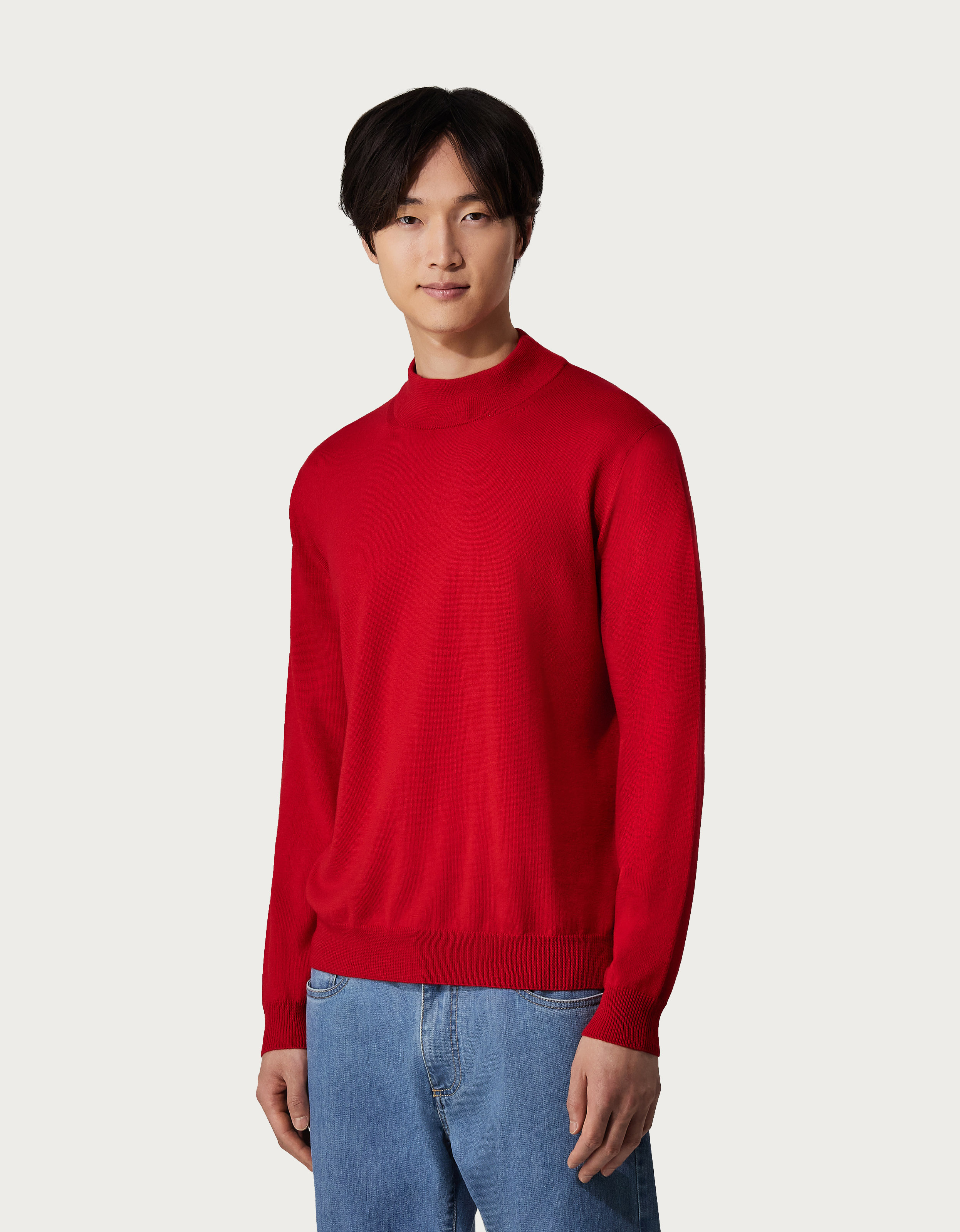 Merino Wool Turtleneck Sweater In Red Canali Intl