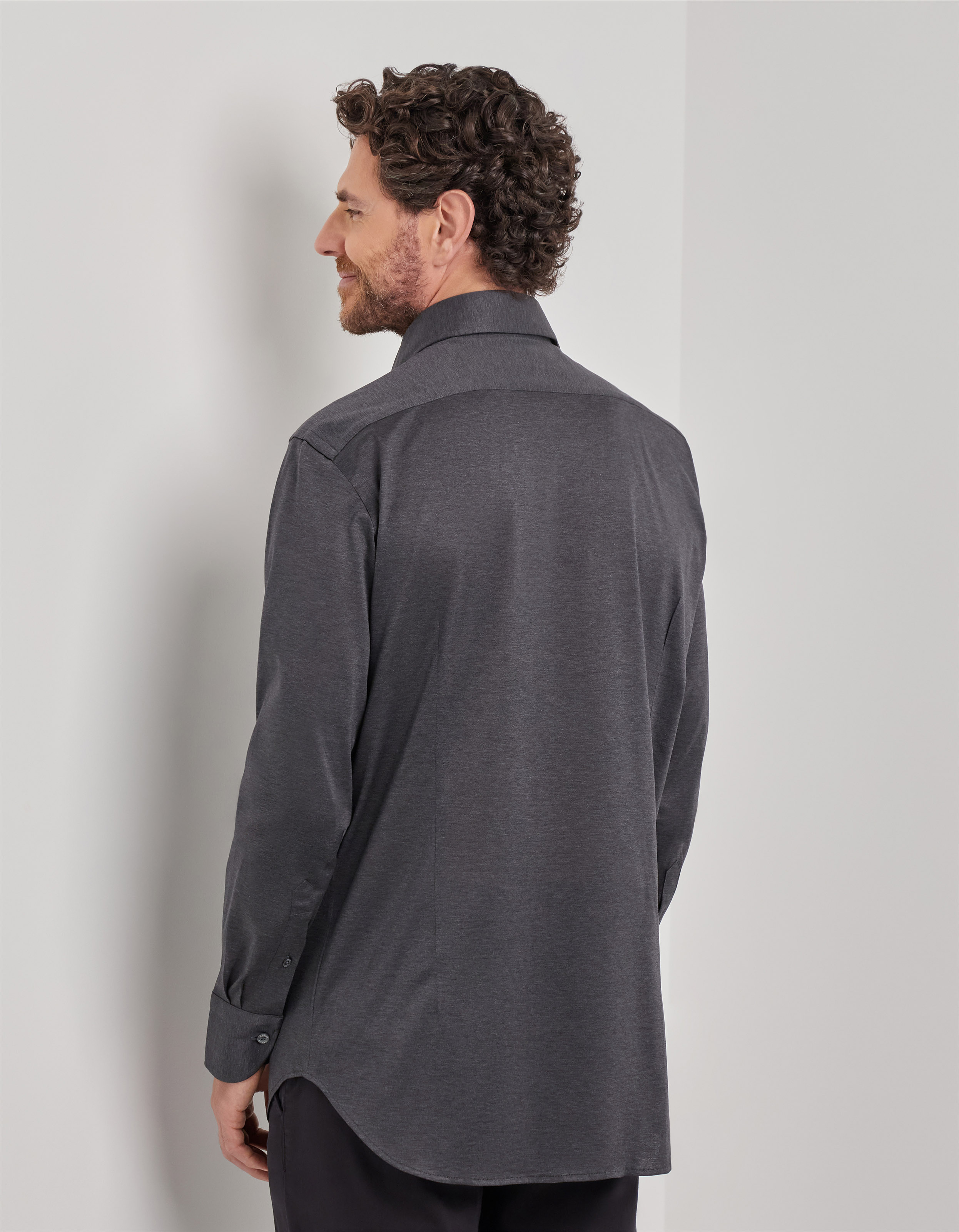 Men's cotton jersey shirt grey slim fit - Canali EU