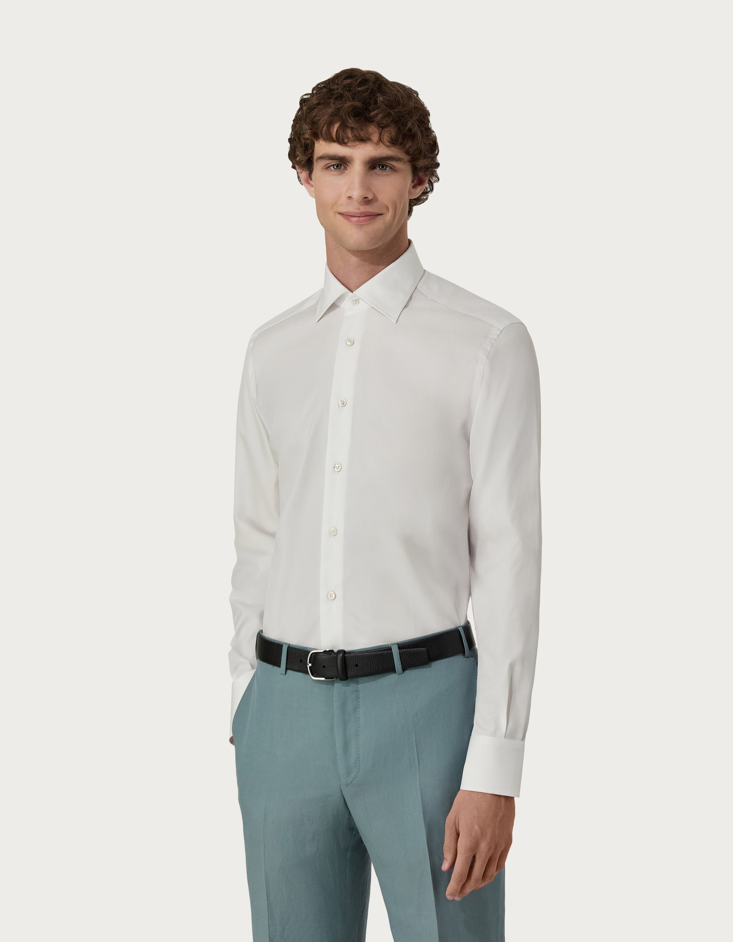 Regular fit men's shirt in white cotton twill - Canali EU