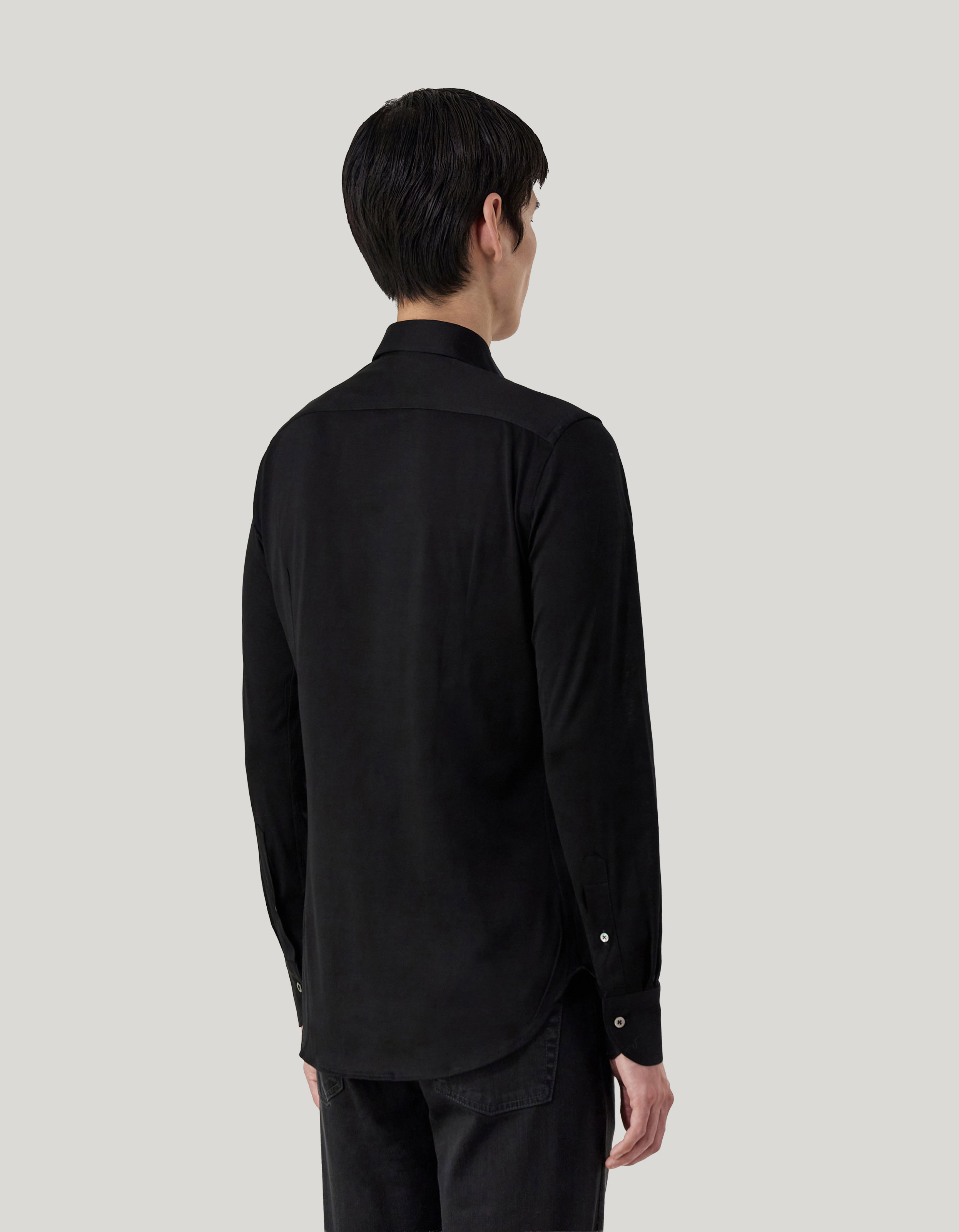 Men's cotton jersey shirt black slim fit - Canali INTL