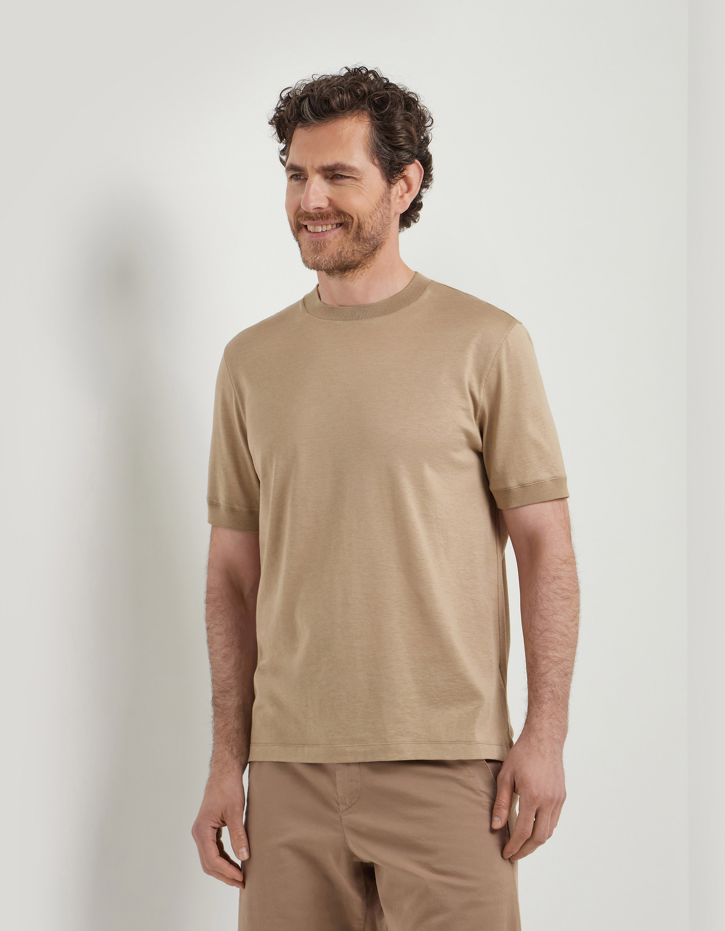 Men's cotton silk crew-neck T-shirt - Canali INTL
